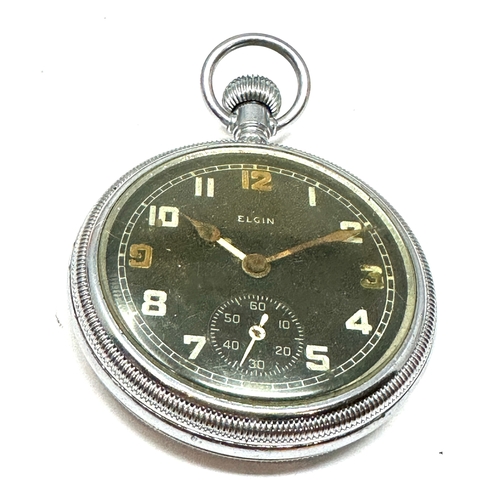 WW2 Military Broad Arrow Elgin Pocket Watch then watch balance spins ...