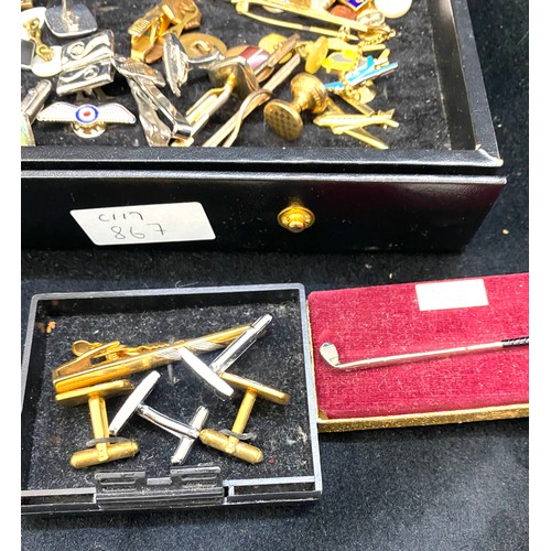 Large selection of men's cufflinks, tie pins various designs