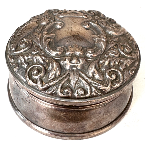 Vintage silver jewellery box measures approx 8.5cm dia birmingham ...