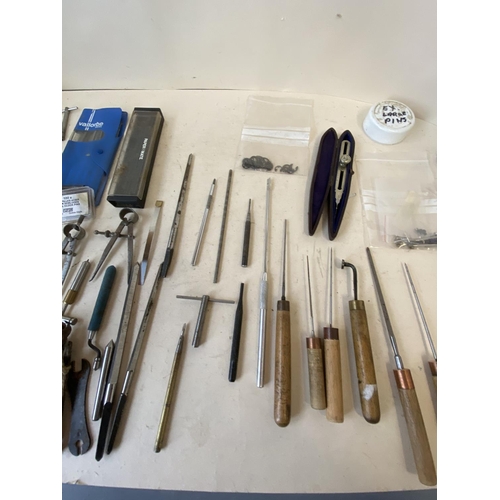 Quantity of Clock makers tools, horologists, including a precision ...