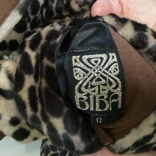 BIBA reversible camel wool and faux leopard print cape, good condition ...