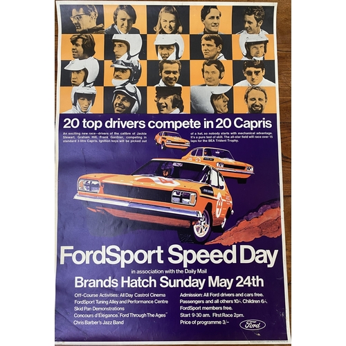 Original motor racing poster Ford Sport Speed Day. 20 top drivers ...