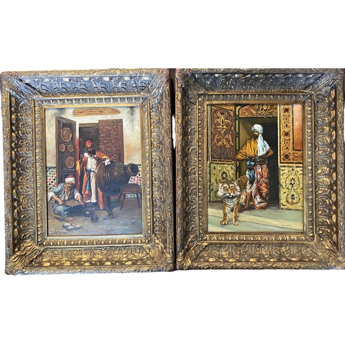 Two oils of Arabic scenes, Tiger Tamer signed D.GOETZ lower right and ...