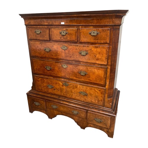 Queen Anne cross banded walnut chest, three short and three long ...