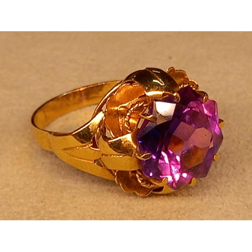 15CT RUSSIAN PURPLE STONE RING SIZE Q