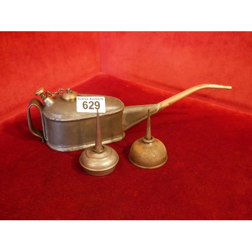 OIL CAN & 2 SPRING BOTTOM OIL CANS