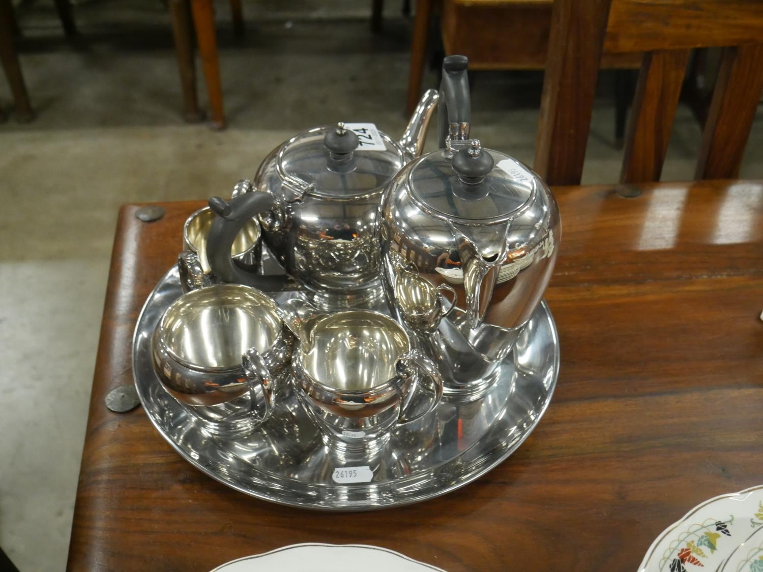 SILVER PLATED TEA SERVICE & TRAY