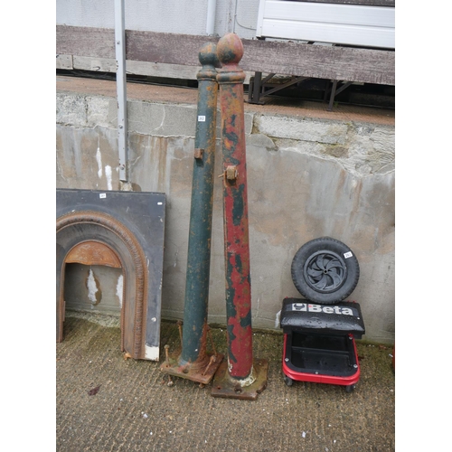 2 CAST IRON GATE POSTS