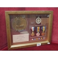FRAMED ORIGINAL DEATH PENNY WITH REPLACEMENT MEDALS