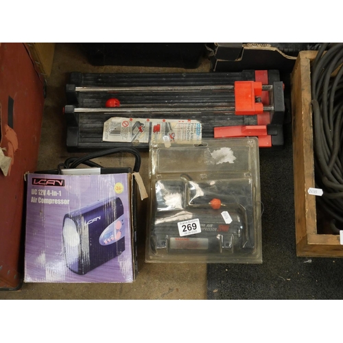 TILE CUTTER, SMALL COMPRESSOR ETC