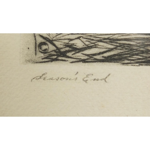 Roland Clark - Season's end, pencil signed dry point etching ...