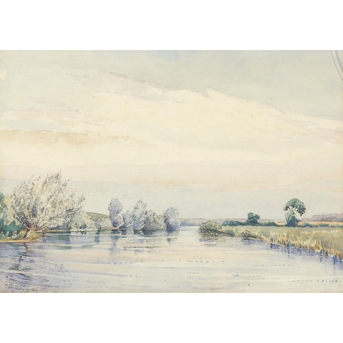 Charles Patrickson - River landscape, mid 20th century watercolour ...