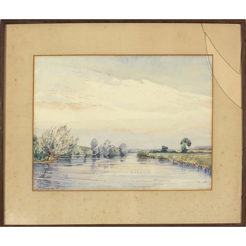 Charles Patrickson - River landscape, mid 20th century watercolour ...