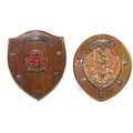 Two Girl Guides oak plaques with silver shields engraved Presented to ...