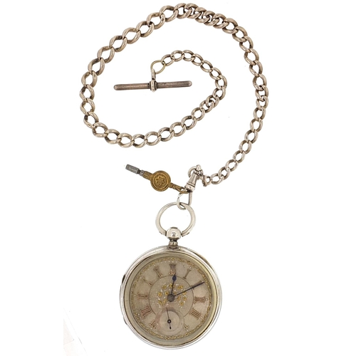 Adam Burdess, gentlemen's silver open face pocket watch on a graduated ...