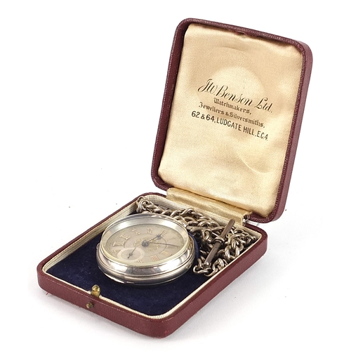 Adam Burdess, gentlemen's silver open face pocket watch on a graduated ...