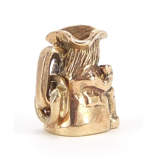 9ct gold Toby jug charm, 1.1cm high, 2.0g