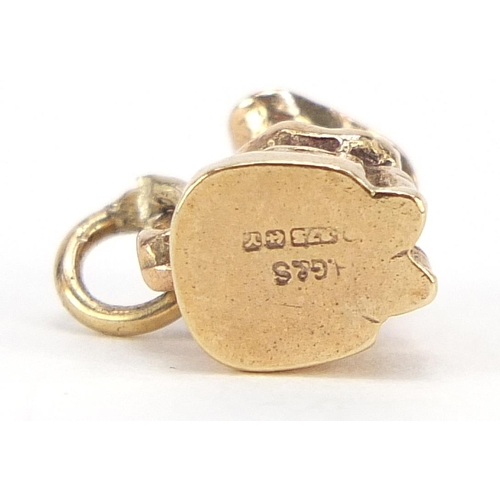 9ct gold Toby jug charm, 1.1cm high, 2.0g