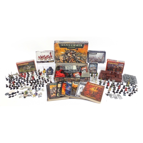 Large collection of Warhammer figures, accessories and magazines, some ...