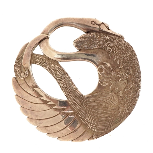 Malcolm Appleby silver swan and mongoose pendant, London 2013, 4.5cm in ...
