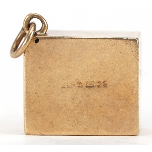 9ct gold emergency ten shilling note charm, 1.4cm wide, 2.7g