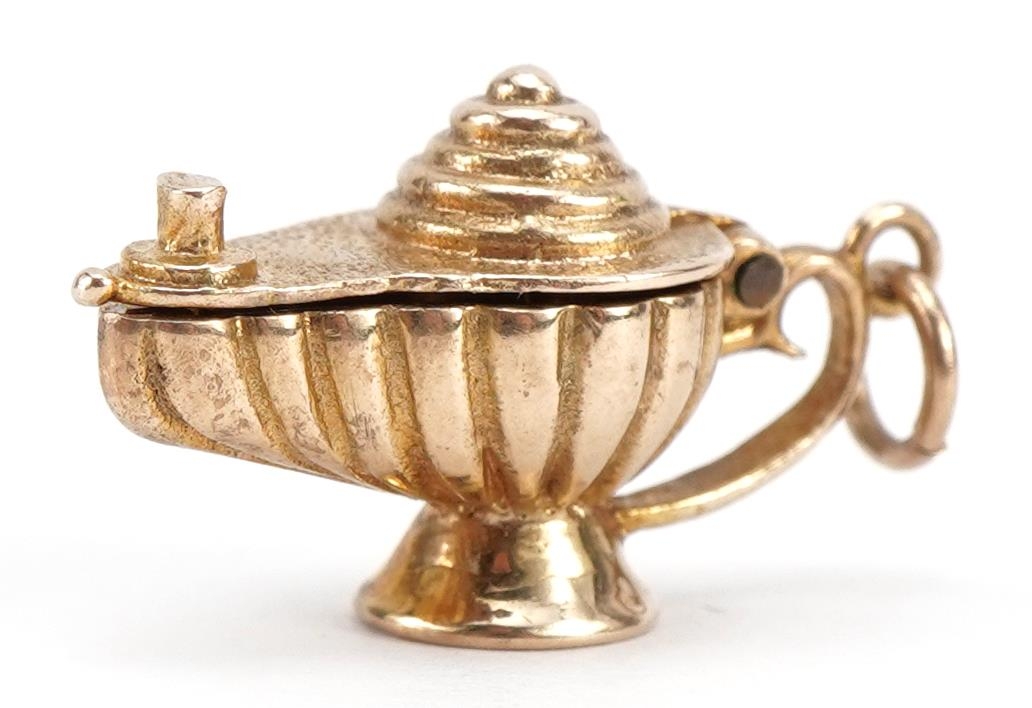 9ct gold genie oil lamp charm opening to - auctions & price archive