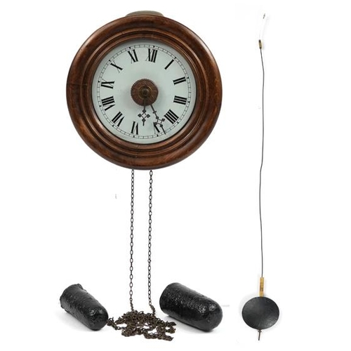 Victorian mahogany postman's wall clock with Roman numerals, 27cm in ...