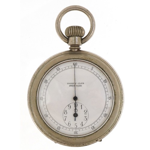 Jockey Club, white metal open face Jockey Club stopwatch with enamelled ...
