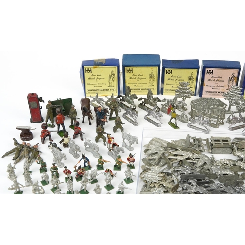 Large collection of miniature cast metal figures including soldiers and ...