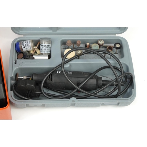 Three power tools with cases comprising Fein Multi Master, Mac Allister ...