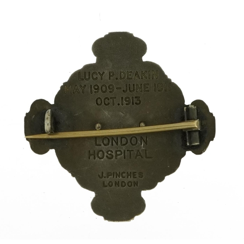London Hospital silver and enamel brooch engraved Lucy P Deakin May ...