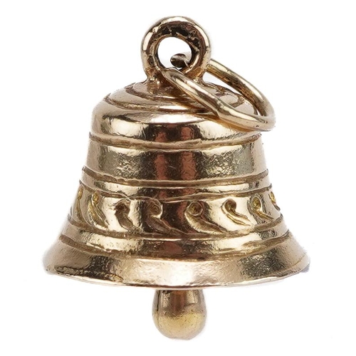 9ct gold bell charm, 1.3cm high, 2.5g