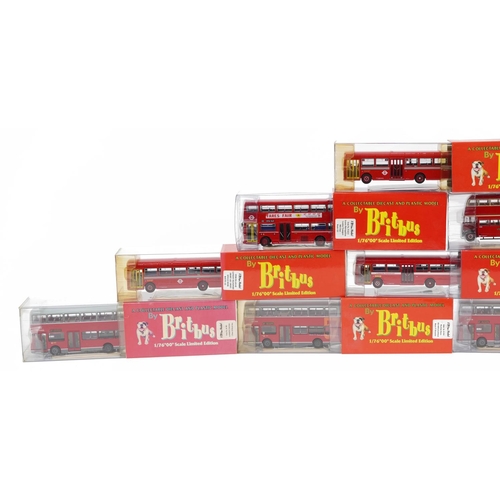 Ten Britbus limited edition 1:76 scale diecast model buses with cases