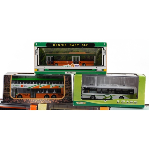Ten 1:76 scale diecast model buses with boxes including Creative Master ...