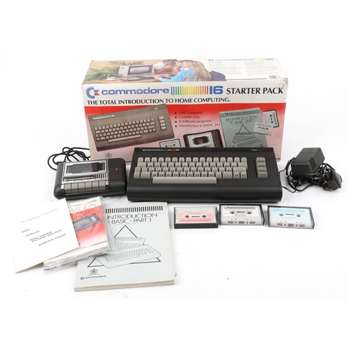 Vintage Commodore 16 starter pack games console with box