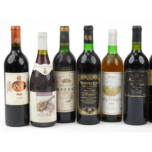 Ten bottles of red wine including 2000 Castillo Labastida Rioja and ...