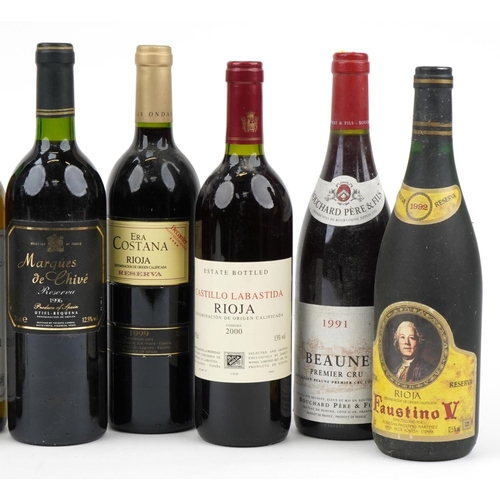 Ten bottles of red wine including 2000 Castillo Labastida Rioja and ...