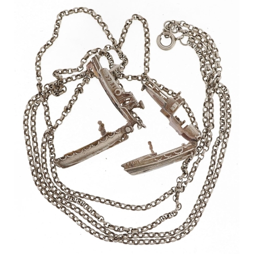 Silver Belcher link two row opening lifeboat necklace, the boats ...