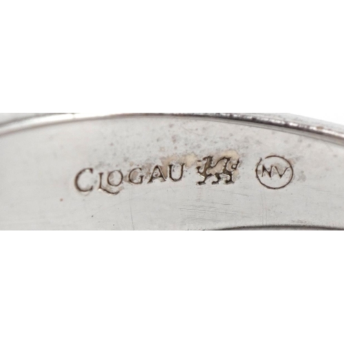 Clogau, Welsh silver and gold signet ring with scrolled shoulders with ...