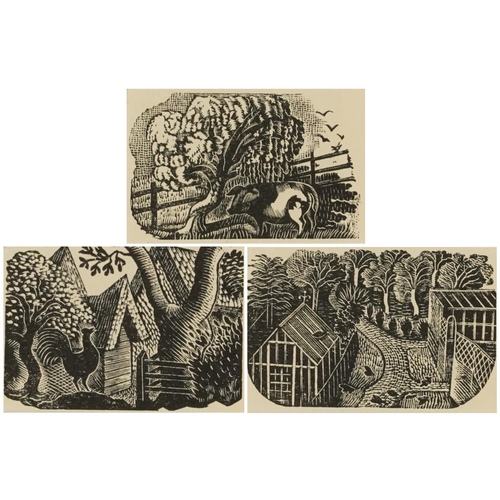 Eric Ravilious - Farmyard landscapes, set of three wood engravings ...