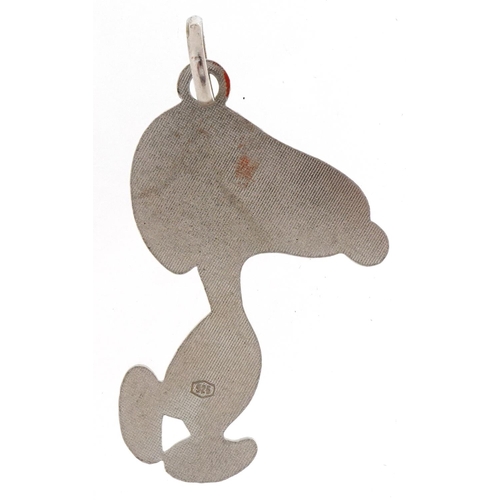 Silver and enamel Snoopy dog pendant, 5cm high, 6.7g