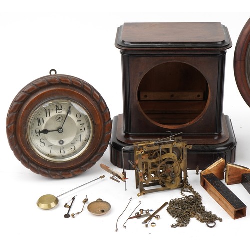 Clocks, parts and cases including a drop dial wall clock and Black ...