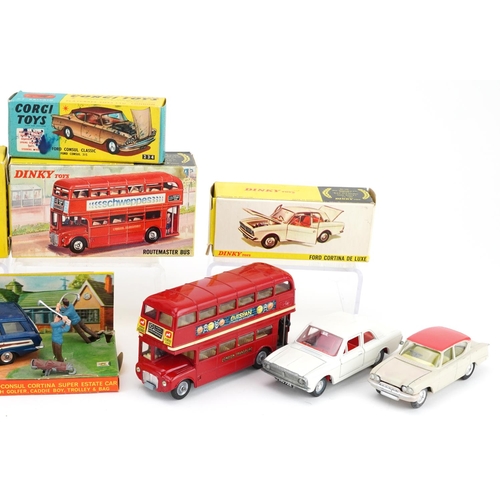 Six vintage Dinky and Corgi diecast vehicles, five with boxes ...