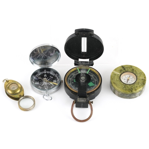 Various vintage compasses including an engineer directional compass ...