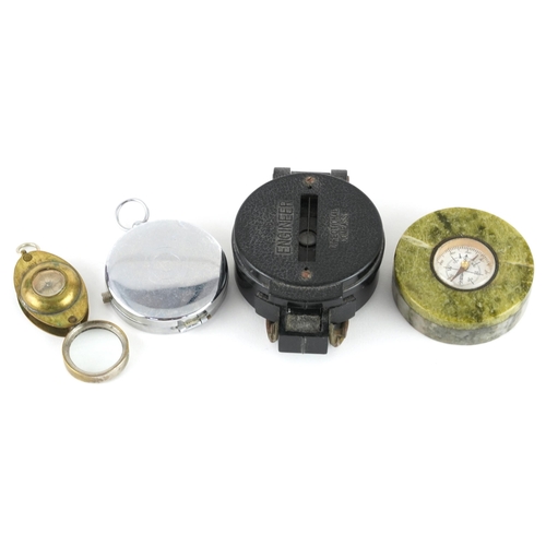 Various vintage compasses including an engineer directional compass ...