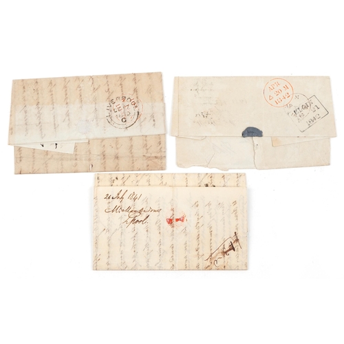 Three Victorian postal covers with Penny Red stamps addressed to Isaac ...