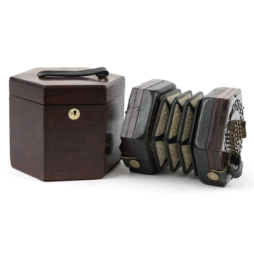 19th century rosewood C Wheatstone of London forty nine button ...