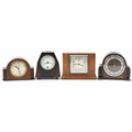 Four Art Deco walnut and oak mantle clocks including Temco, Davall and ...