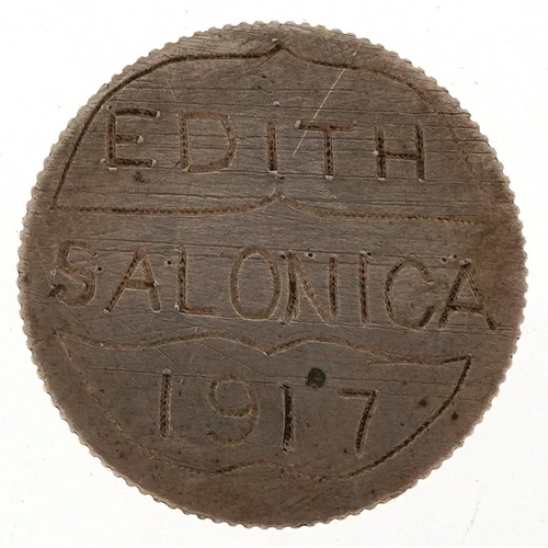 WWI Military interest drachma, possibly given to Edith Stoney who was ...