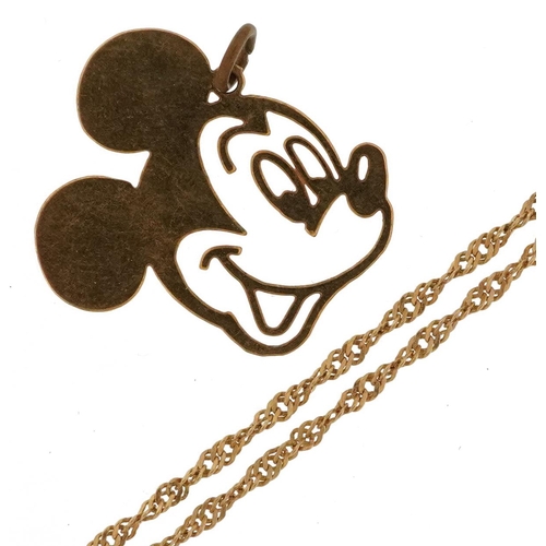 18ct gold rope twist necklace and a yellow metal Disney Mickey Mouse ...